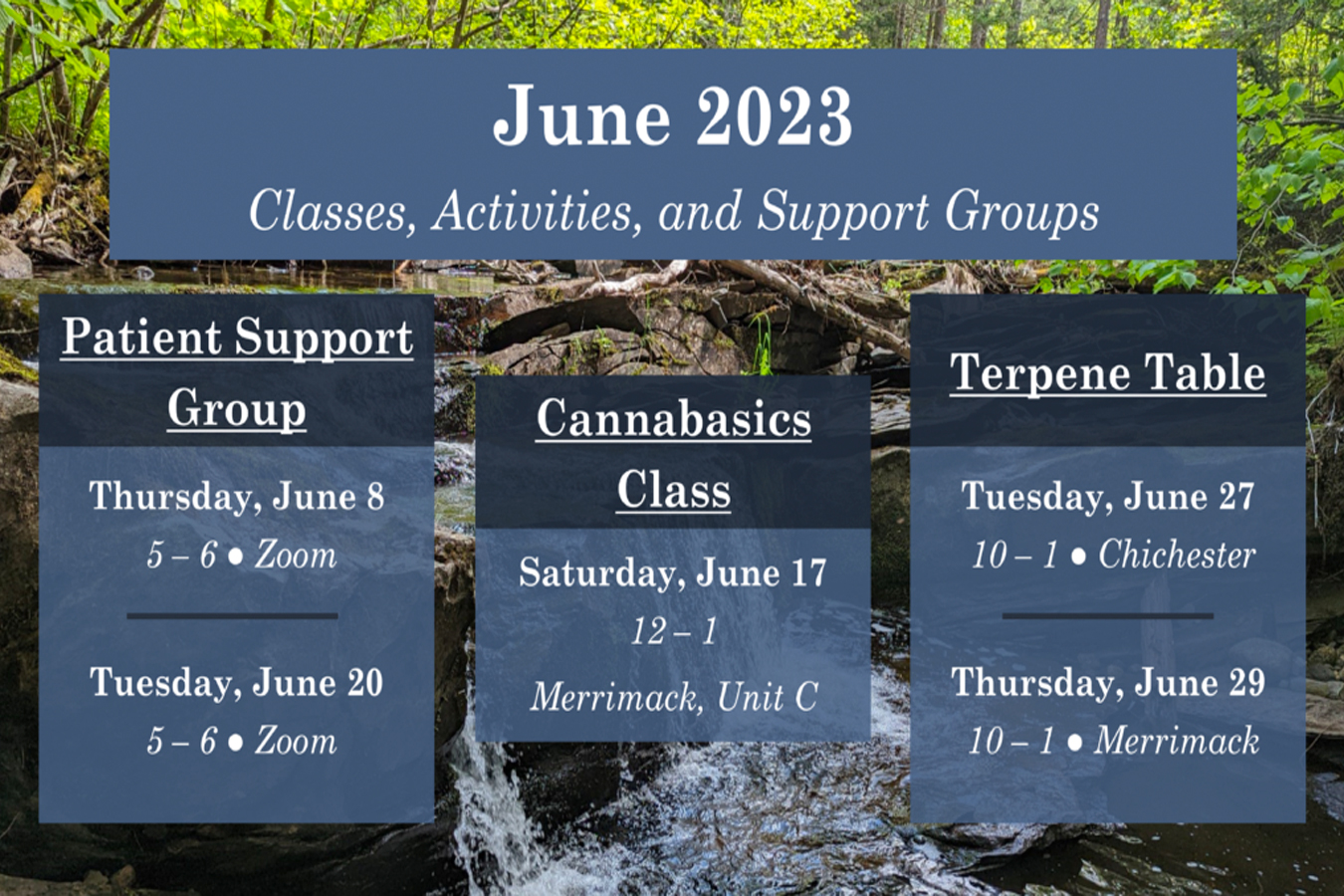 June Education Events Calendar | GraniteLeaf Cannabis | New Hampshire's ...