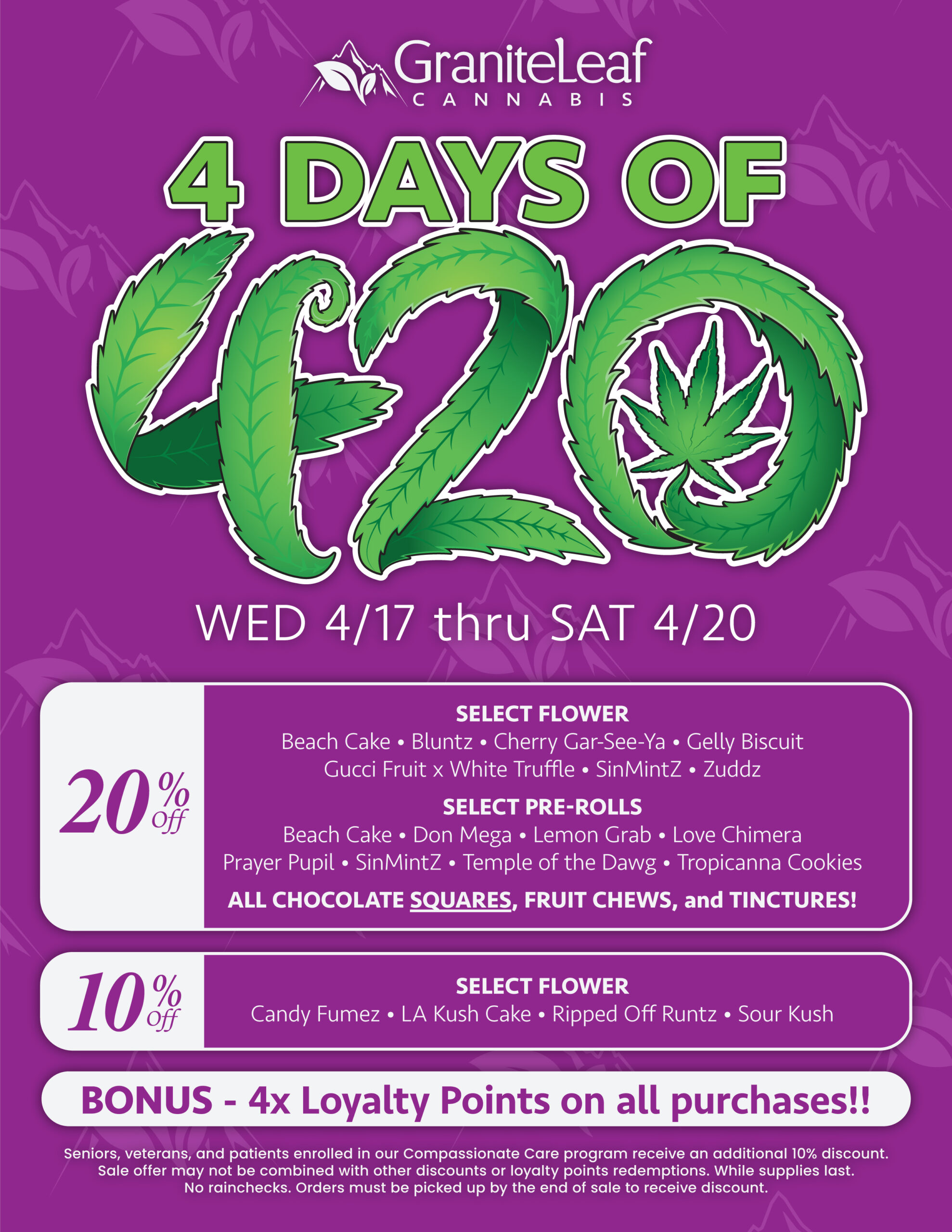 Four Days of 420 Sale Begins Wednesday! | GraniteLeaf Cannabis | New ...